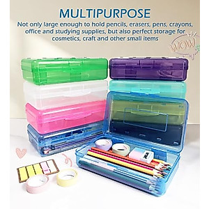 Nuozme Plastic Translucent Pencil Box,Pencil Cases with Snap-Tight Lid for Pens, Pencils, School Supplies,Office Supplies, 1 Pack
