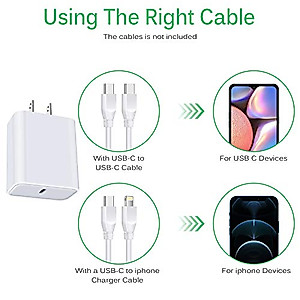 USB C Wall Charger, 18W PD 3.0 Fast Charger Plug Box Power Adapter Type C Charging Block Brick Cube for iPhone 13/SE/12 Mini/11 12 Pro/12 Pro Max/XS/XR/X/8/8 Plus,Pad Pro,Samsung Galaxy S21 S20 Ultra