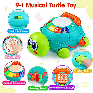 OCATO Infant Baby Toys 6 to 12 Months Crawling Musical Turtle Toys 6 9 12 18 Month Old Toddler & Baby Toys 12-18 Months, Light Up Tummy Time Educational Learning Toys for 1 2 3 Year Old Boy Girl Gifts