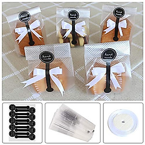 Over The Sink Dish Drying Rack Roll Up Stainless Steel Holder Cookie Bags for Packaging and Gift Giving Treat Bags for Bakery and Cookies Wrapper with Sticker and Ribbon
