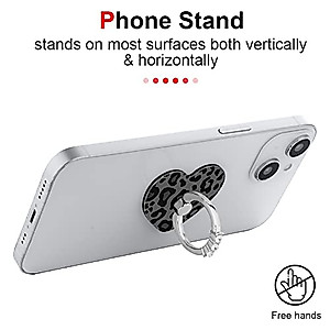 Bonoma Cell Phone Ring Holder Stand Finger Rings Grip,3 Pack Universal Leopard Print Phone Finger Ring Holder,360 Degree Rotation Finger Ring Kickstand Compatible with All Smartphones