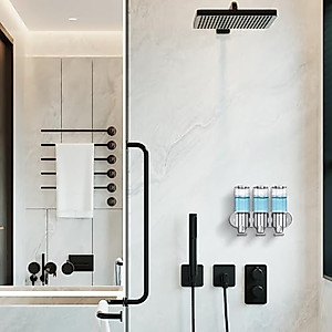 DLBJZQXC 3 in 1 Dispenser for The Shower 500ml*3 Stainless Steel Household Hotel Hotel Manual Press Three Head Dispenser Bathroom Wall Mounted Shampoo