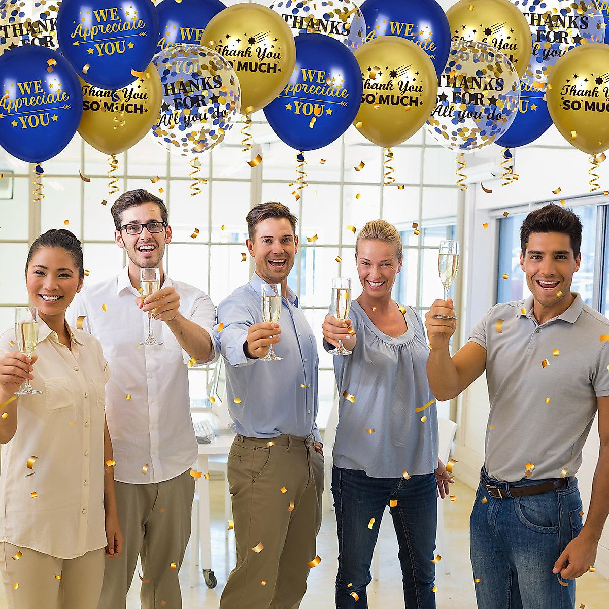 Thank You Balloons Blue Gold We Appreciate You Decorations 50 Pcs Thanks for All You Do & We Appreciate You Balloons Coworker Employee Staff Appreciation Gifts Graduation Appreciation Party