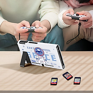 JINGDU Soft Protective Case Compatible with Switch Console and Joy-Cons, Thin, Slim, Light, Switch can be Inserted in Dock with Shell, Only for NS(Not for OLED Model), Q Astronaut, White
