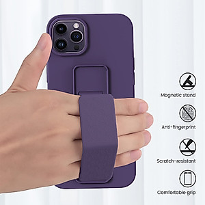 LAUDTEC Silicone Kickstand Case Compatible with iPhone 14 Pro Max, Flexible Soft Liquid Silicone Stand Case for iPhone 14 Pro Max (Deep Purple)