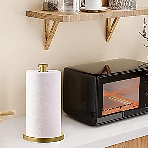 Gold Stainless Steel Paper Towel Holder, Sturdy and Heavy for Kitchen Bathroom Bedroom Office Restaurant Coffee Shop Study Iiving Room Toilet（Gold）