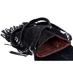 AryanExports Women Hippie Fringe Bags Fashion Bohemian Black Tassel Cross Body Bag Vintage Boho Bags