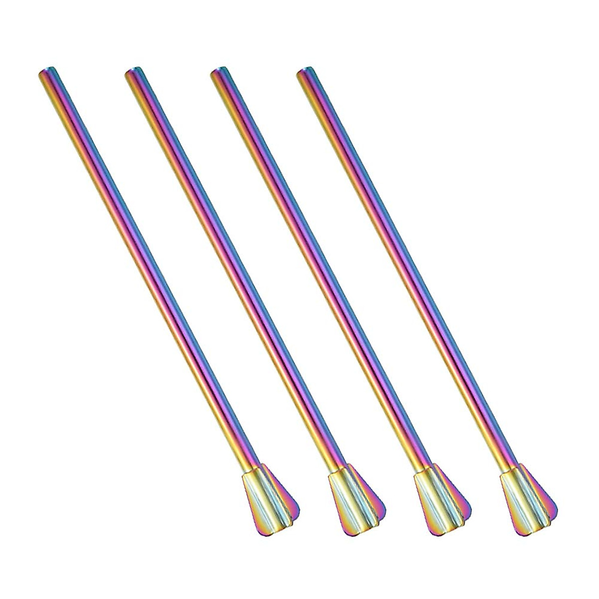 DOITOOL 4pcs Stainless Straws Smoothie Straw Drink Whisk Drink Stirrers Metal Drinking Straw Beverage Straws Reusable Bubble Tea Straw Cocktail Straw Blender Mixing Spoon Symphony Tumbler