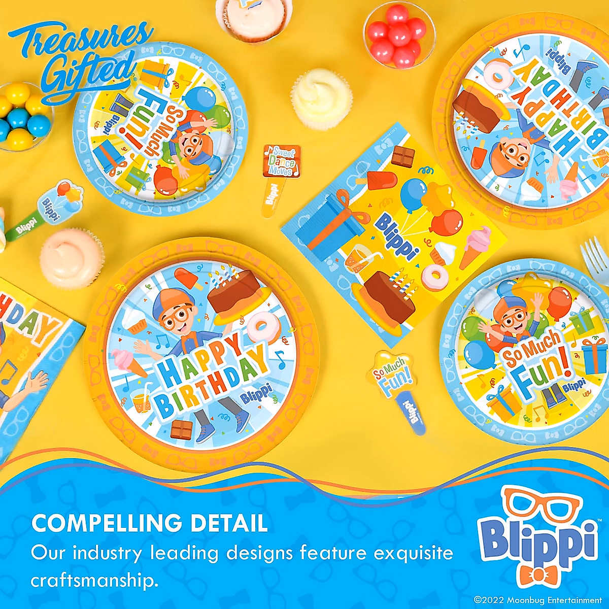 Treasures Gifted Officially Licensed Blippi Banner - Blippi Happy Birthday Banner - Blippi Birthday Party Supplies - Blippi Party Decorations - Blippi Birthday Banner - Blippi Party Supplies
