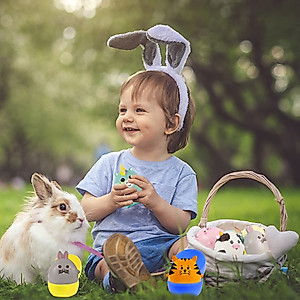 Lulu Home 10 Jumbo Easter Eggs with Squishy Animal Toys, Cute Slow Rising Animal Squishy Toys with Plastic Eggs for Easter Egg Hunt Basket Stuffer Fillers Kids Gift Party Favors, Not Prefilled