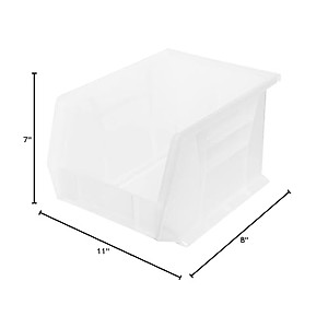Akro-Mils 30239 AkroBins Plastic Storage Bins, Space-Saving Stackable Bins, Garage Organization Bins, Pantry Organization, Craft Storage, 11-Inch x 8-Inch x 7-Inch, Clear, 6-Pack