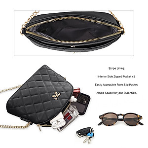 Emperia Small Cute Faux Leather Dome Series Crossbody Bags Shoulder Bag Purse Handbags for Women Alice Quilted Black