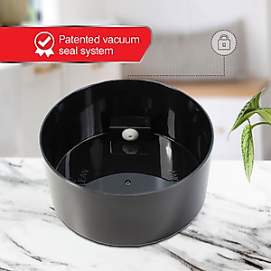 COFFEEVAC 1LB Patented Airtight Multi-use Vacuum Works as Smell Proof Ground Coffee Bean Containers. Black Cap and Body, 1.85-Liter/1.6-Quart