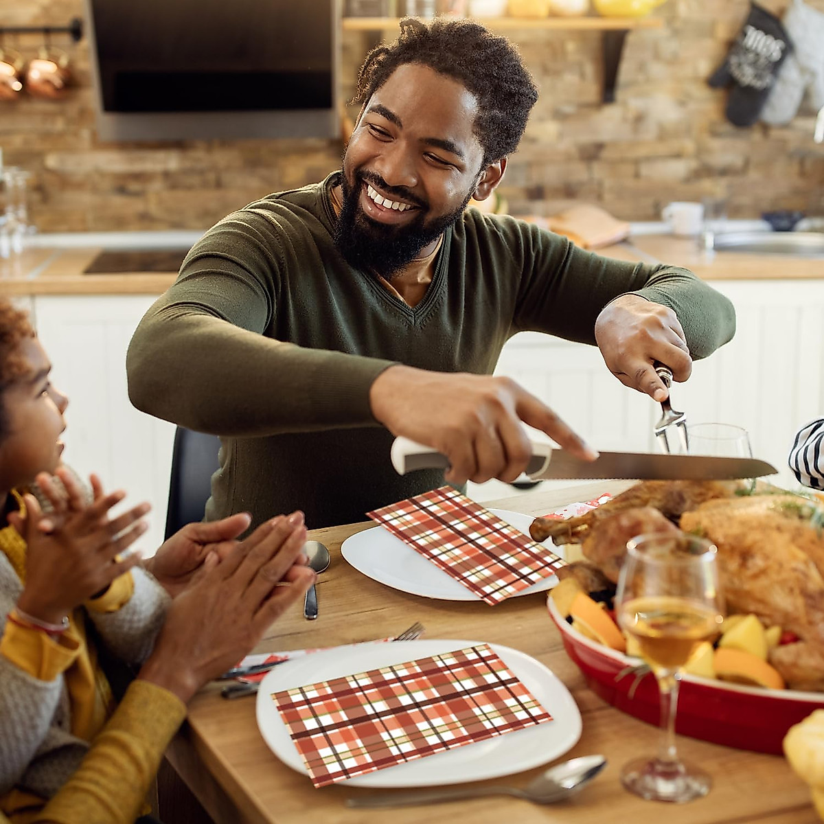 ​Quera 100 Pack Fall Guest Napkins Pumpkin Spice Plaid Autumn Paper Hand towels Thanksgiving Party Supplies Disposable Bar Napkins for Thanksgiving Party, Engagement, Baby Shower, Celebration Party