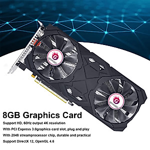 GPVHOSO RX580 8G Graphics Card, 8GB GDDR5 (256bit) Graphics Card2048SP, GDDR5, 256 Bit, with Dual Fan Cooling System, HDMI, DP, PCI, DVI-Output, Express 3.0, for Computer Gaming Video Editing