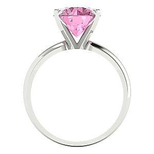 Clara Pucci 2.50ct Round Cut Solitaire Pink Simulated Diamond Excellent Engagement Bridal Promise Anniversary Ring in 18K White Gold 3.5