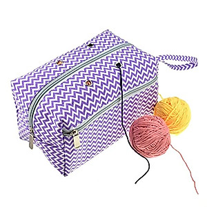 LUKEO Knitting Bag Portable Yarn Storage Tote Wool Crochet Hooks Needles Sewing Supplies Set