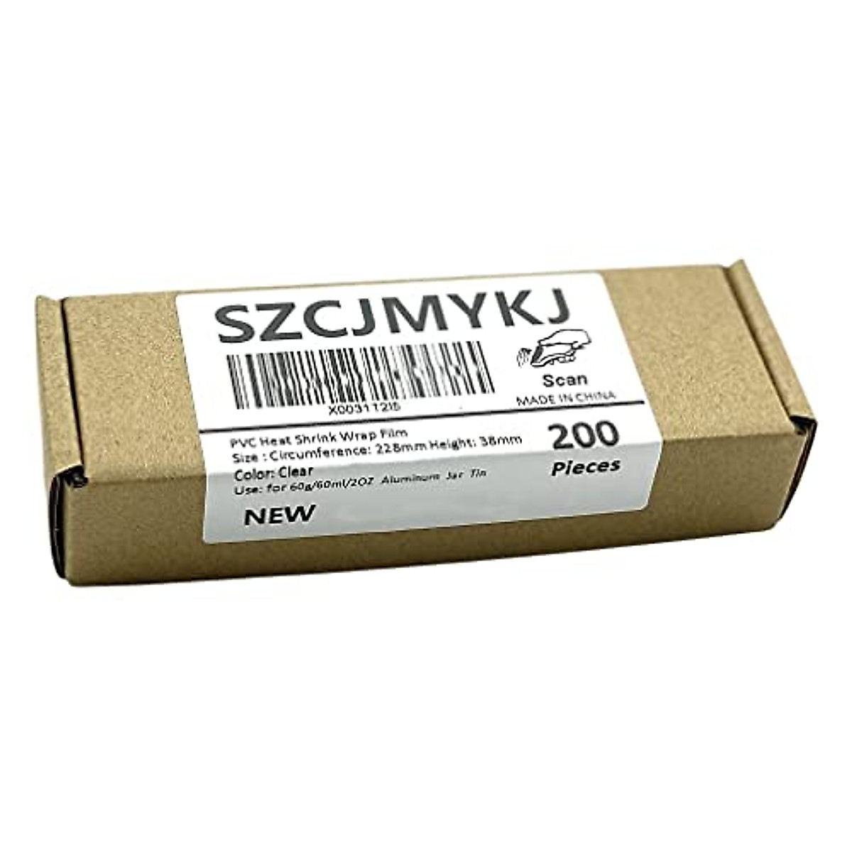 SZCJMYKJ 200Pcs Heat Shrink Wrap Film Shrink Seal Bands for 2oz/60ml Aluminum Tin Jar, Easy to Use, Make Products More Professional (For 60g Aluminum Jar)