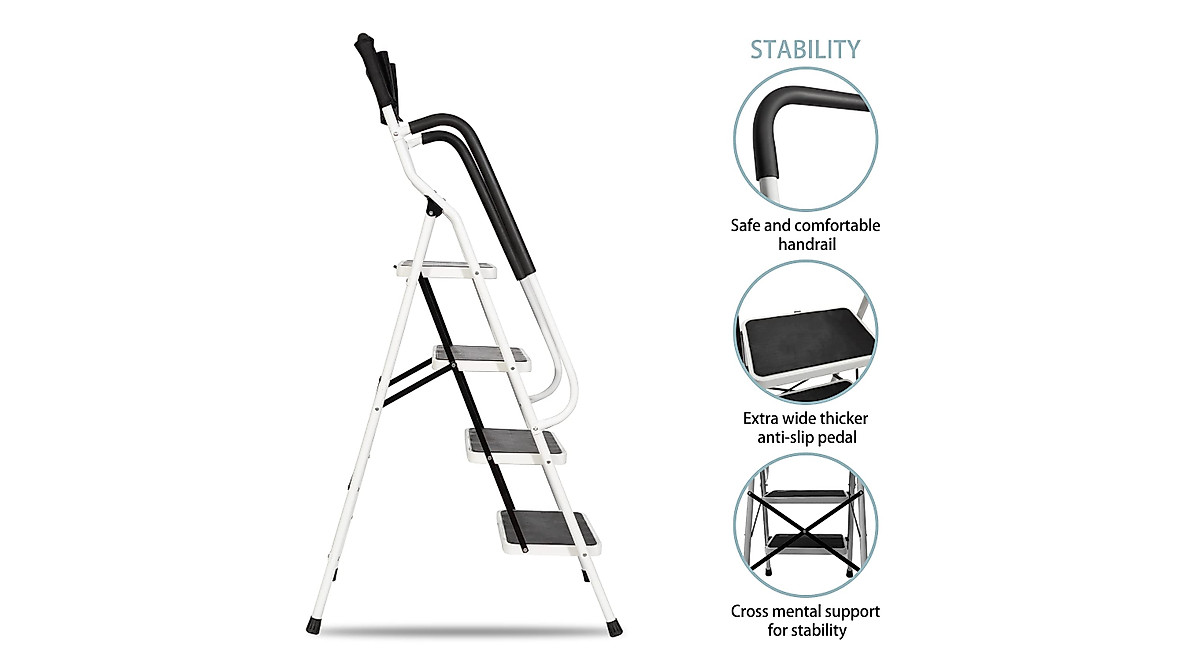 Sturdy 4-Foot Step Ladder with Safety Handrails