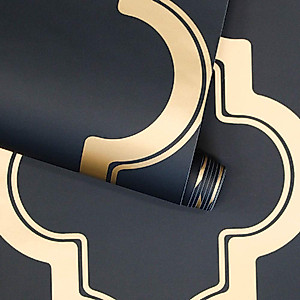 Tempaper Midnight & Metallic Gold Marrakesh Removable Peel and Stick Wallpaper, 20.5 in X 16.5 ft, Made in the USA