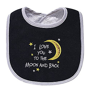 Hudson Baby Unisex Baby Cotton and Polyester Bibs, Moon And Back, One Size
