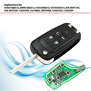 5 Buttons Flip Car Key Fob fits for GMC Terrain Chevy Camaro Equinox 2010-2018/Chevy Cruze 2011-2016/ Chevy Malibu 2014-2016/ Buick Lacrosse Regal 2010-2016 Replacement for P/N: OHT01060512 Pack of 1