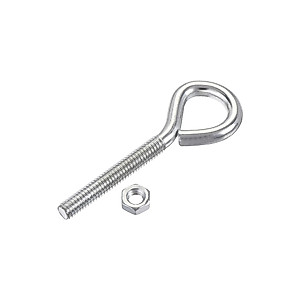 uxcell M4x30mm Eye Hooks Screws Bolts Kit, 30pcs Carbon Steel Hanger Eyelet Hooks Screw with Hex Nuts for Metal Hook, Wood Terminal Ring Hooks