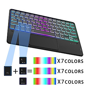 for iPad 10th Generation 2022 10.9 inch Case with Keyboard: 7-Color Backlit Trackpad Wireless Keyboard for 10.9" iPad 10th Gen 2022 - Detachable Folio Smart Touch Keyboard Cover with Pencil Holder