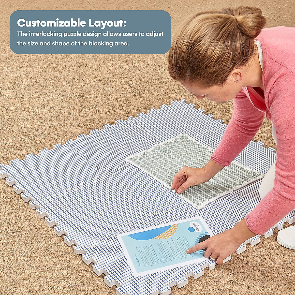 KnitIQ Crochet Blocking Board - Pack of 9 Interlocking Blocking Mats for Knitting and Crochet Accessories, 0.75 Inch Thick, 14 x 13 Inches - Includes 100 T-Pins and Storage Bag for Needlework