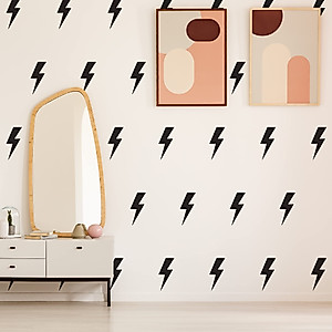 SHYJSHYJ Large Black Vinyl Lighting Bolt Wall Decals, Peel and Stick Modern Thunder Stickers for Teens Boys Girls Students Bedroom Living Room Dorm Office Home Wall Art Decor