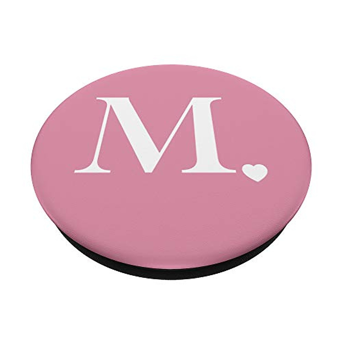 Peony Pink White Monogram Letter M Initial Heart Design PopSockets Swappable PopGrip
