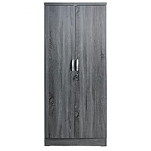 Better Home Products Harmony Wood Two Door Armoire Wardrobe Cabinet in Gray