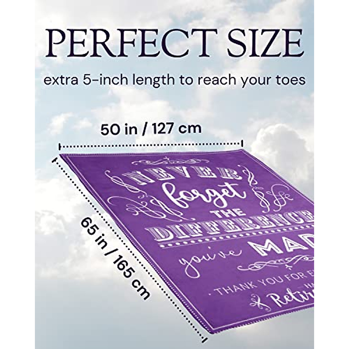 InnoBeta Retirement Gifts for Women, Never Forget The Difference You Have Made, Purple Flannel Throws Blanket, Congratulation Gifts for Retirees for Friends, Teachers, Nurses 50"x 65"