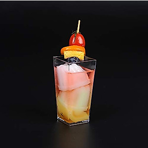 LSR LORESO Tall Square Clear Plastic Dessert Cup, 3 oz Pack of 96 -Mini Cups for Serving Tasting Party Desserts, Appetizers, and Small Portions, Trifle Bowl Tumbler - Reusable 96CT