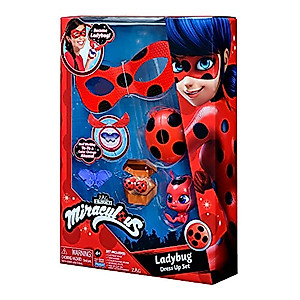 Miraculous girls female Ladybug Dress Up Set with Yoyo, Color Change Akuma, Tikki kwami, mask and Earrings by Playmates Toys