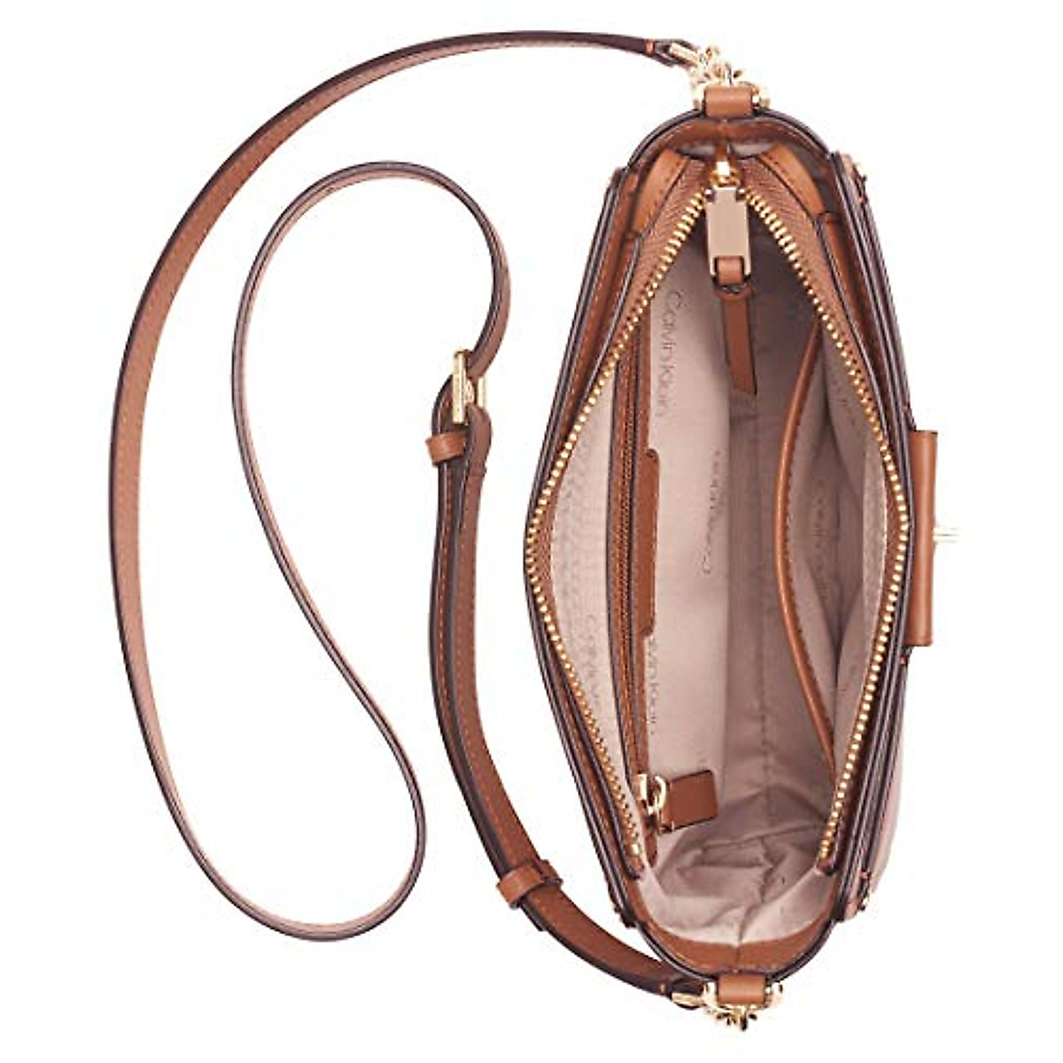 Calvin Klein Camille Organizational Daytona Crossbody, Caramel