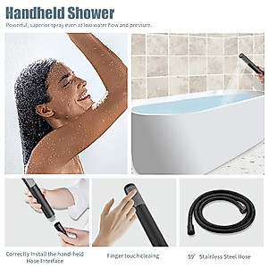 Casavilla Bathtub Faucet, Freestanding Tub Faucet, Tub Shower Faucet Set with 360 Degree Swivel Spout Bathtub Filler and Handheld Shower, Farmhouse Outdoor Shower System Kit, Brushed Nickel