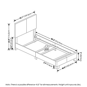 Furinno Pessac Upholstered Bed Frame, White PU Leather, Twin XL