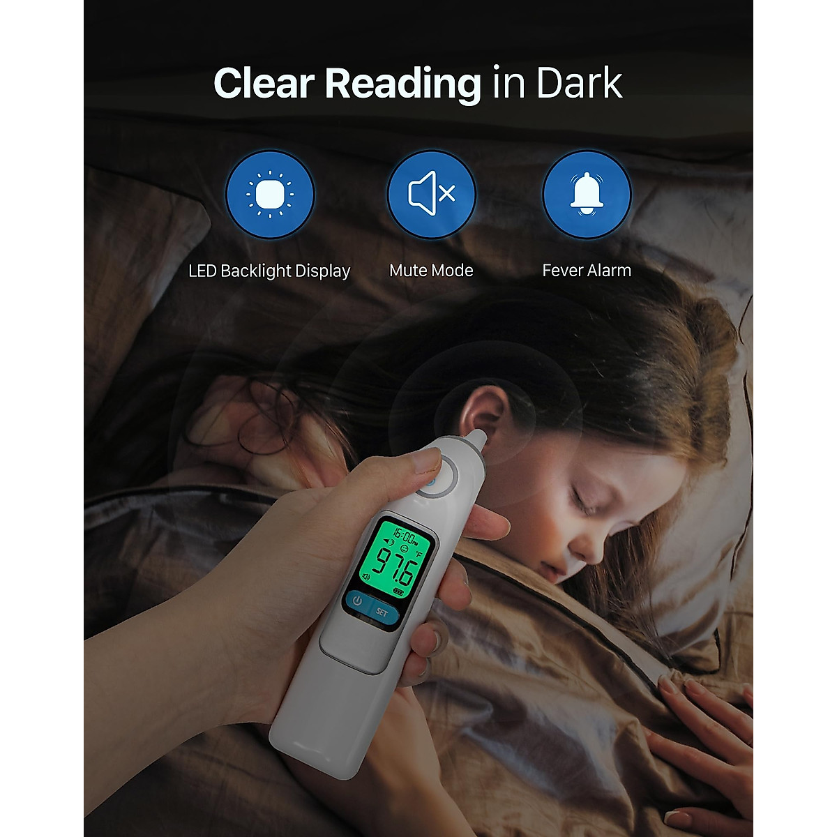 [Ear Thermometer Kit ] Femometer Family 1015 Ear Thermometer and 96X Probe Covers