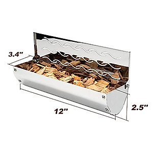 Skyflame Stainless Steel Smoker Box for Wood/Smoking Chips, Universal Barbecue Meat Smoking with Large Wavy Vent and Hinged Lid, Compact Size for Gas BBQ Grill Smoky Grilling, V-Shape