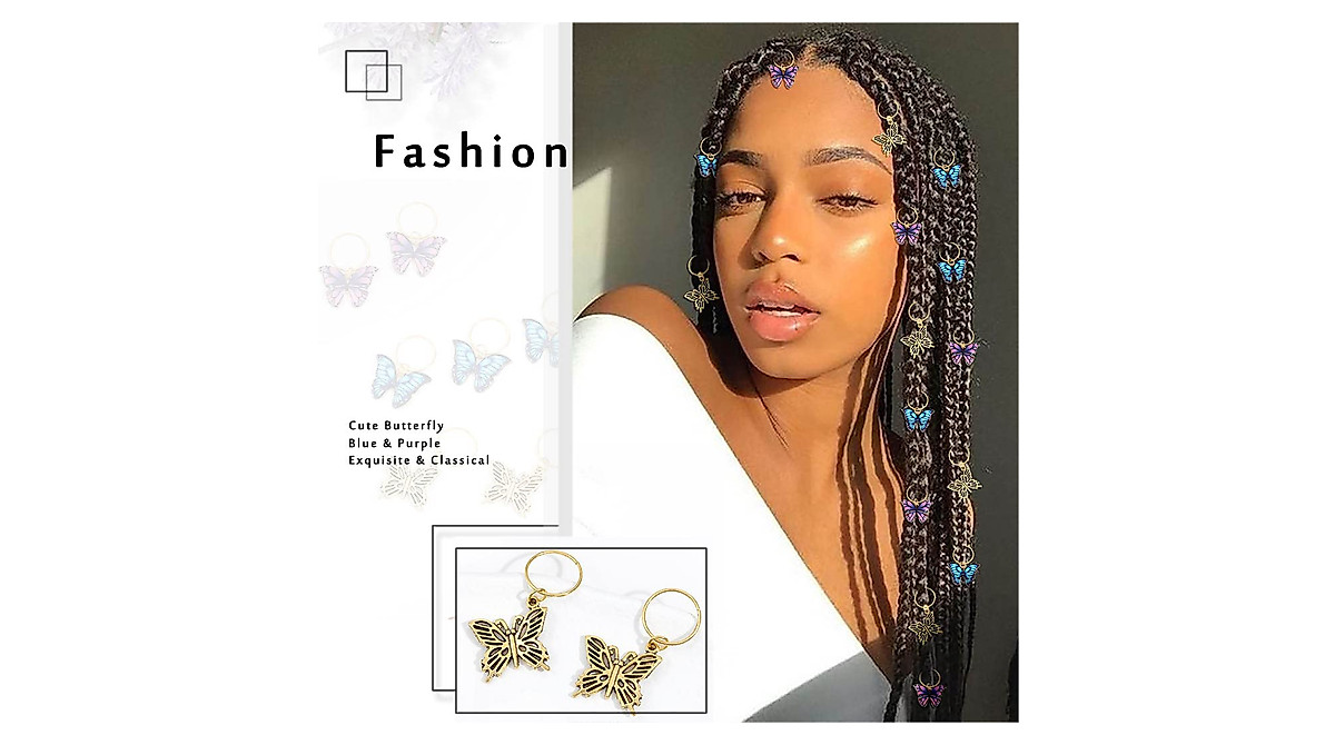 Formery Loc Jewelry Hair Gold Butterfly Charms Braids Jewels Clips Locs ...