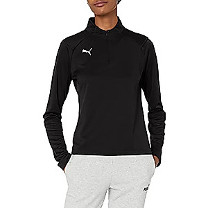 PUMA womens 1/4 Liga Training 1 4 Zip Top, Puma Black/Puma White, Large US