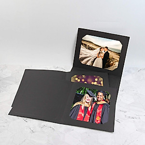 Golden State Art 50 Pack, Black with Gold Lining, Cut Corner Photo Folders for 6x8/8x10 Pictures, Perfect for Weddings, Birthdays, Christmas, Graduation, and Special Events