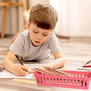 ZZYFGH 12 Pack Pencil Holder for Kids Desk, Colorful Pen Baskets Tray for Organizing Classroom Supplies