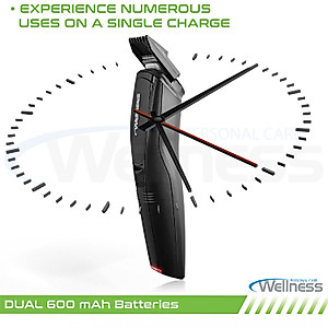 Wellness Personal Care Men's 8-in-1 Rechargeable Shaver Grooming Kit | Storage Stand | Full Trimmer, Detail Trimmer, Nose Trimmer, Beard and Mustache Trimmer, Stubble Comb