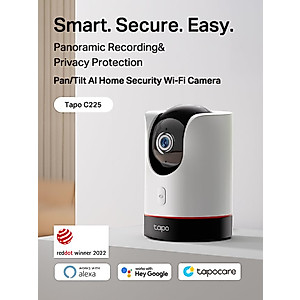TP-Link Tapo 2K QHD Pan/Tilt Wi-Fi Camera | Physical Privacy Mode | Color Night Vision | AI Detection | Motion Tracking | 2-Way Audio | Local/Cloud Storage | Works w/Alexa&Google Home | (Tapo C225)