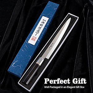 CHUYIREN Sushi Knife 12 inch(300mm), Sashimi Knife with High Carbon Stainless Steel Blade Yanagiba Knife, Octagonal Ebony Handle, Single Bevel Japanese Sushi Knife for Sushi & Sashimi, Fish Filleting