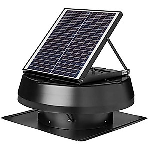 iLIVING HYBRID Ready Smart Thermostat Solar Roof Attic Exhaust Fan, 14", 1750 CFM, 2500 Coverage Area, Black