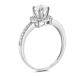 TWJC 14k White Gold Solid Wedding Engagement Ring - Size 4
