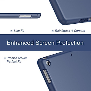 Soke Case for iPad 9th Generation 2021/ iPad 8th Generation 2020/ iPad 7th Gen 2019, [Slim Trifold Stand + Auto Wake/Sleep], Premium Protective Hard PC Back Cover for iPad 10.2 Inch (Navy)